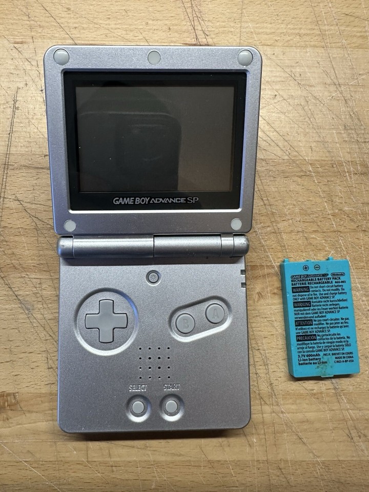 Nintendo GAMEBOY ADVANCE SP Silver Graphite TESTED MISSING BATTERY AND ...