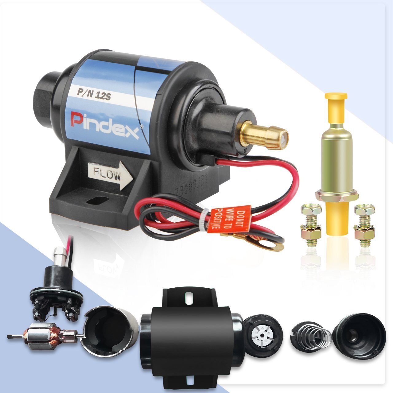 Universal 12V Micro Electric Gasoline Fuel Pump 5/16in Inlet Outlet 4 ...