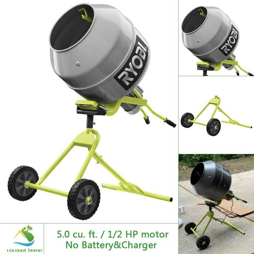 RYOBI 5.0 cu. ft. Portable Concrete Mixer All-Steel Construction ...