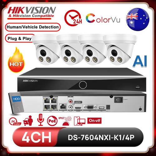 Hikvision 4CH 5MP ColorVu IP Camera System Kit POE MIC IR 12MP NVR ...