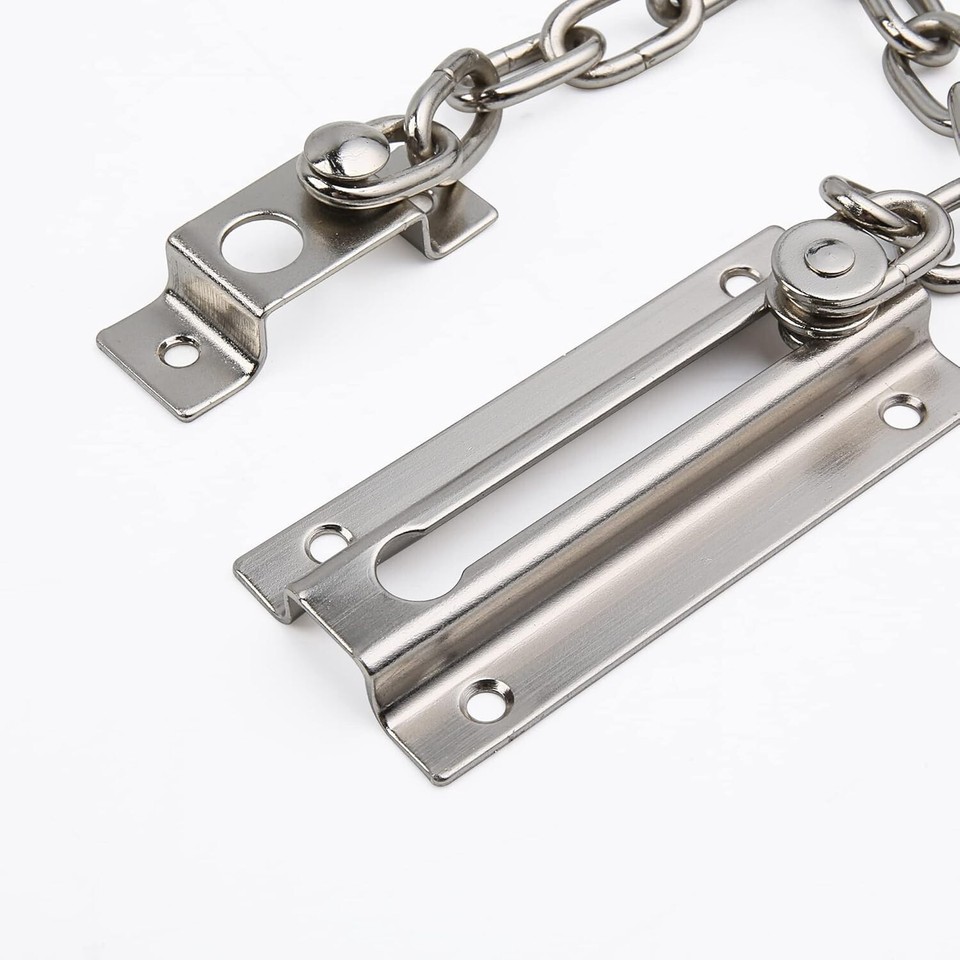 STRONG SECURITY DOOR CHAIN+SCREWS HEAVYDUTY SOLID CHROME Safety Guard ...