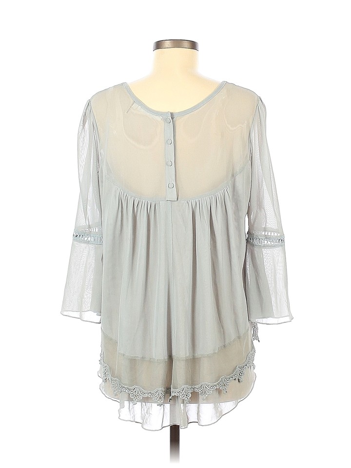 Andree Women Gray 3/4 Sleeve Blouse M | eBay