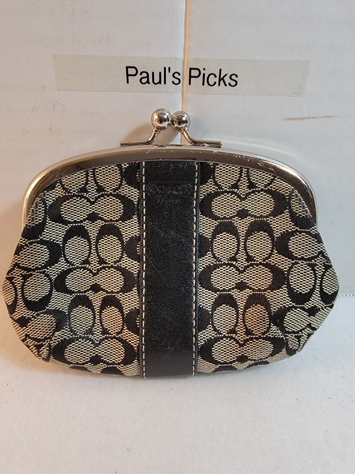 Vintage Coach Canvas Kisslock Coin Purse - Gem