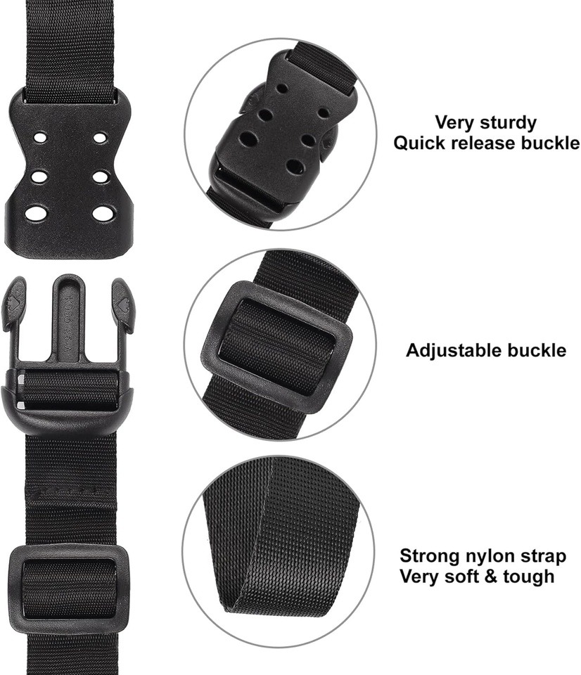 Utility Straps with Buckle 72" Quick-Release Adjustable Nylon Straps Black 4 Pac | eBay