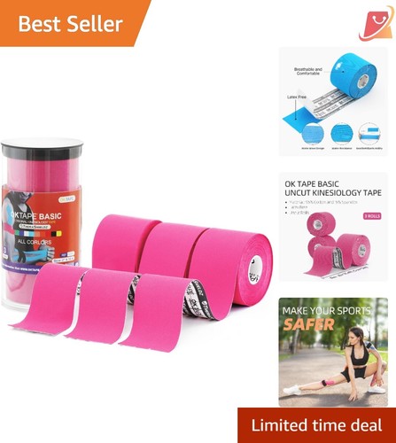 Kinesiology Tape Cotton 2in×16.4ft 3 Pack Waterproof Muscle Joint ...