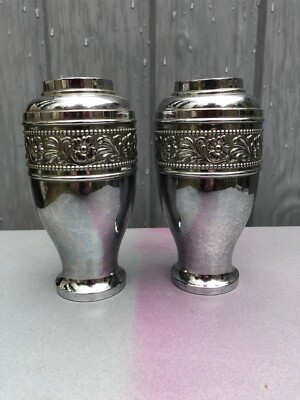 Chrome Vases Made In England Mid Century Embossed Beldray Pair Chrome ...