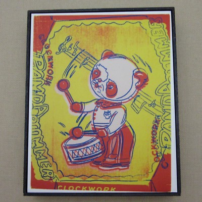 Andy Warhol Clockwork Panda Drummer Hardwood Box Framed Print on Board ...