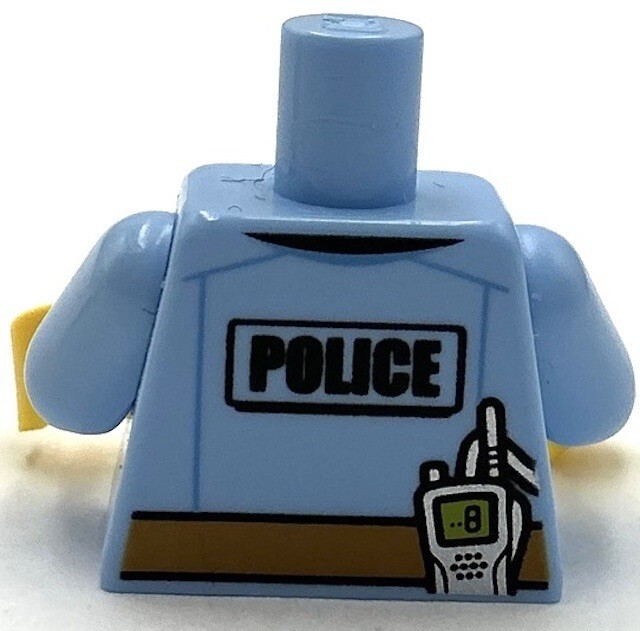 Lego New Minifigure Bright Light Blue Torso Police Shirt w/ Gold Badge ...