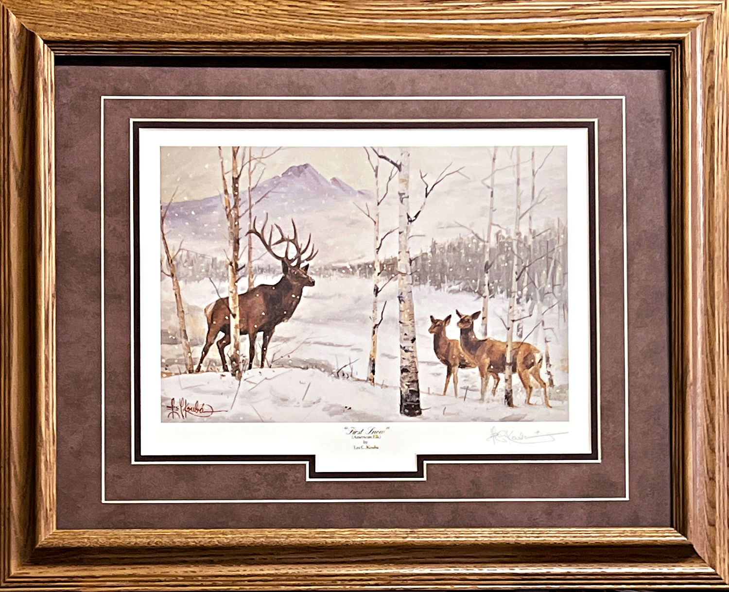Les Kouba First Snow Elk Art Print-Signed-Framed 21 x 17 | eBay
