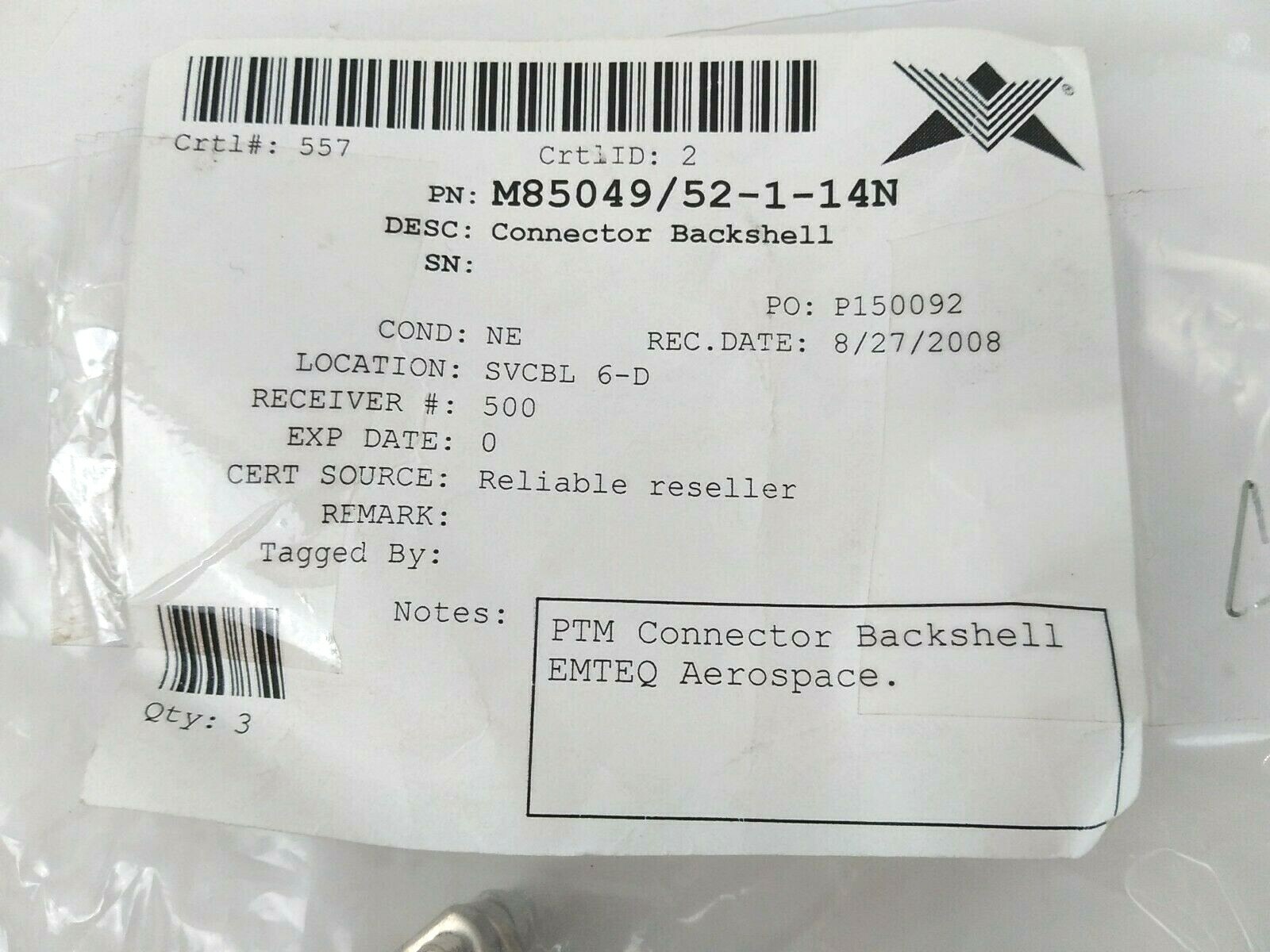 1x Glenair M85049/52-1-14n Backshell Strain Relief Mil Spec Straight ...