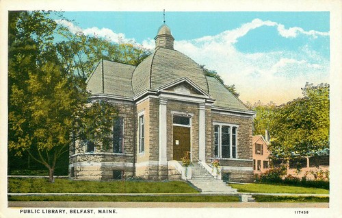 Postcard Maine Public Library Belfast White Border Unposted | eBay