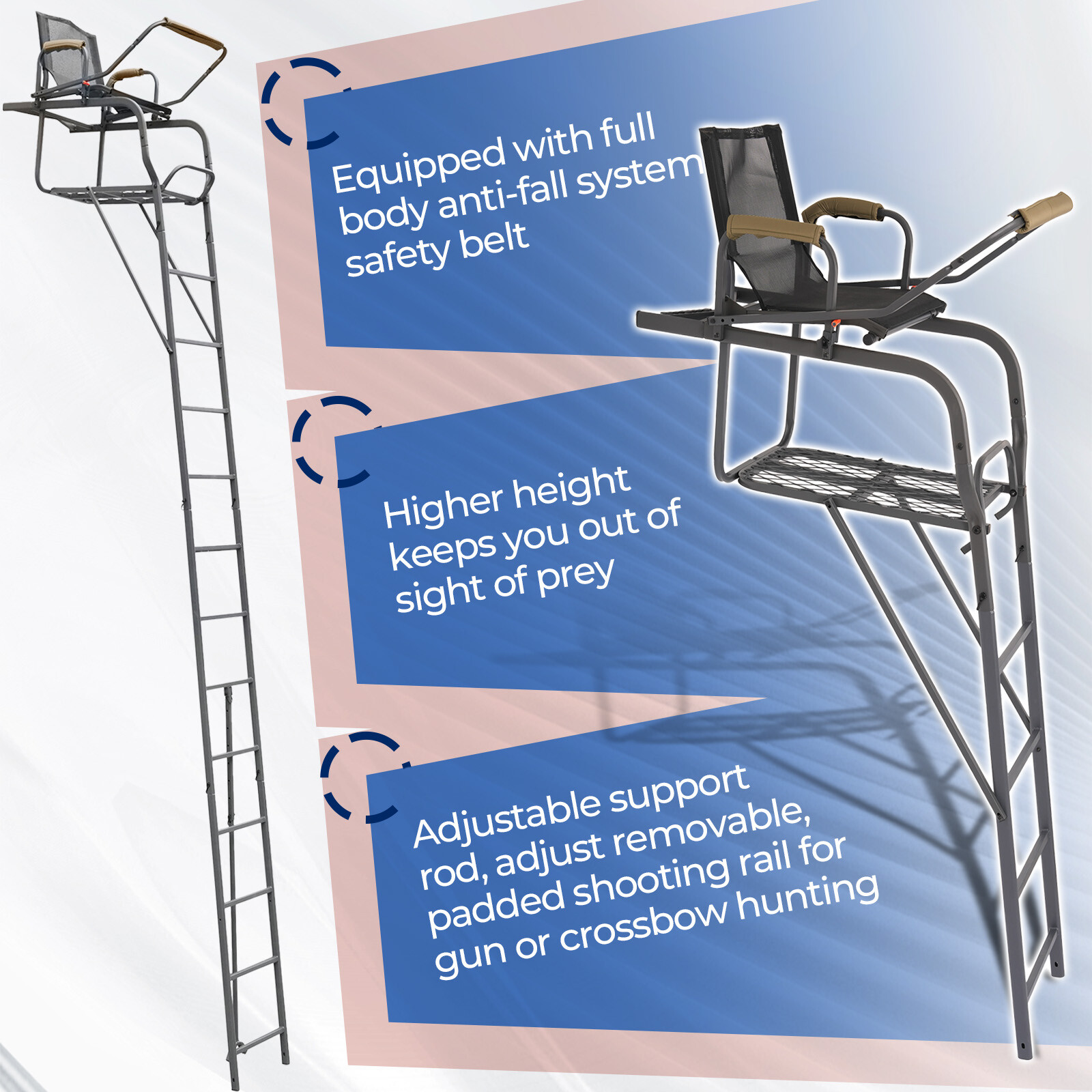 Steel Hunting Ladder Tree Stand Tree Step 1 Person Powder Coated w ...