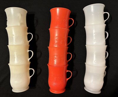 Kool Aid Man Plastic 8 White 4 Red Cup Mug Set Vintage 80s Smiley Face ...