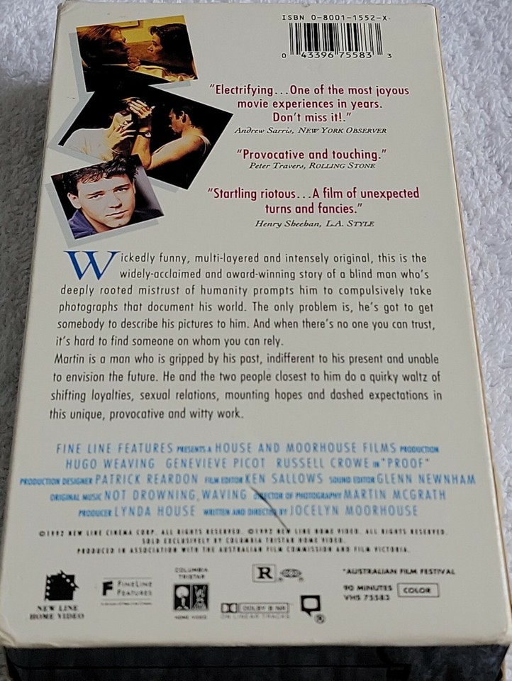 Proof 1992 VHS Tape Russell Crowe , Hugo Weaving , Australian Romance ...