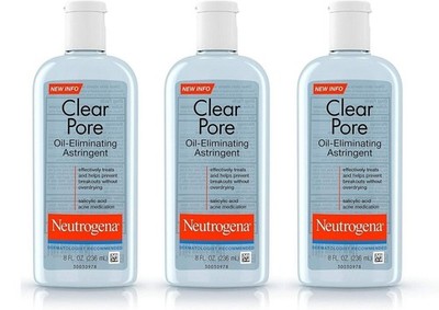 3 Pack BL Neutrogena Clear Pore Astringent Oil Eliminating 8oz ( 236 ml ...