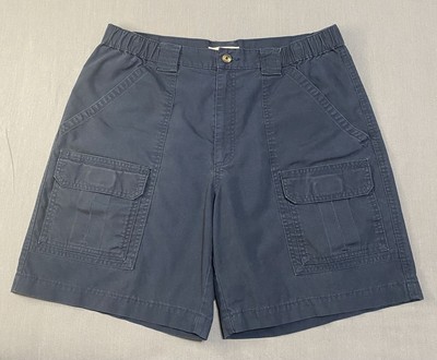 Savane Shorts Men W34 Blue Cargo Flat Front Elastic Waist Pocket Hiking ...