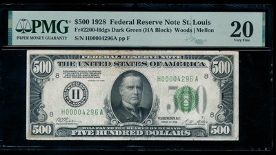 AC 1928 $500 FIVE HUNDRED DOLLAR BILL Saint Louis PMG 20 | eBay