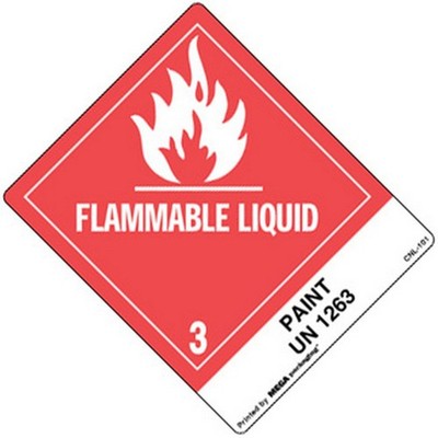 4" x 4-3/4" Flammable Liquid - Paint Related Materials UN1263 Labels ...