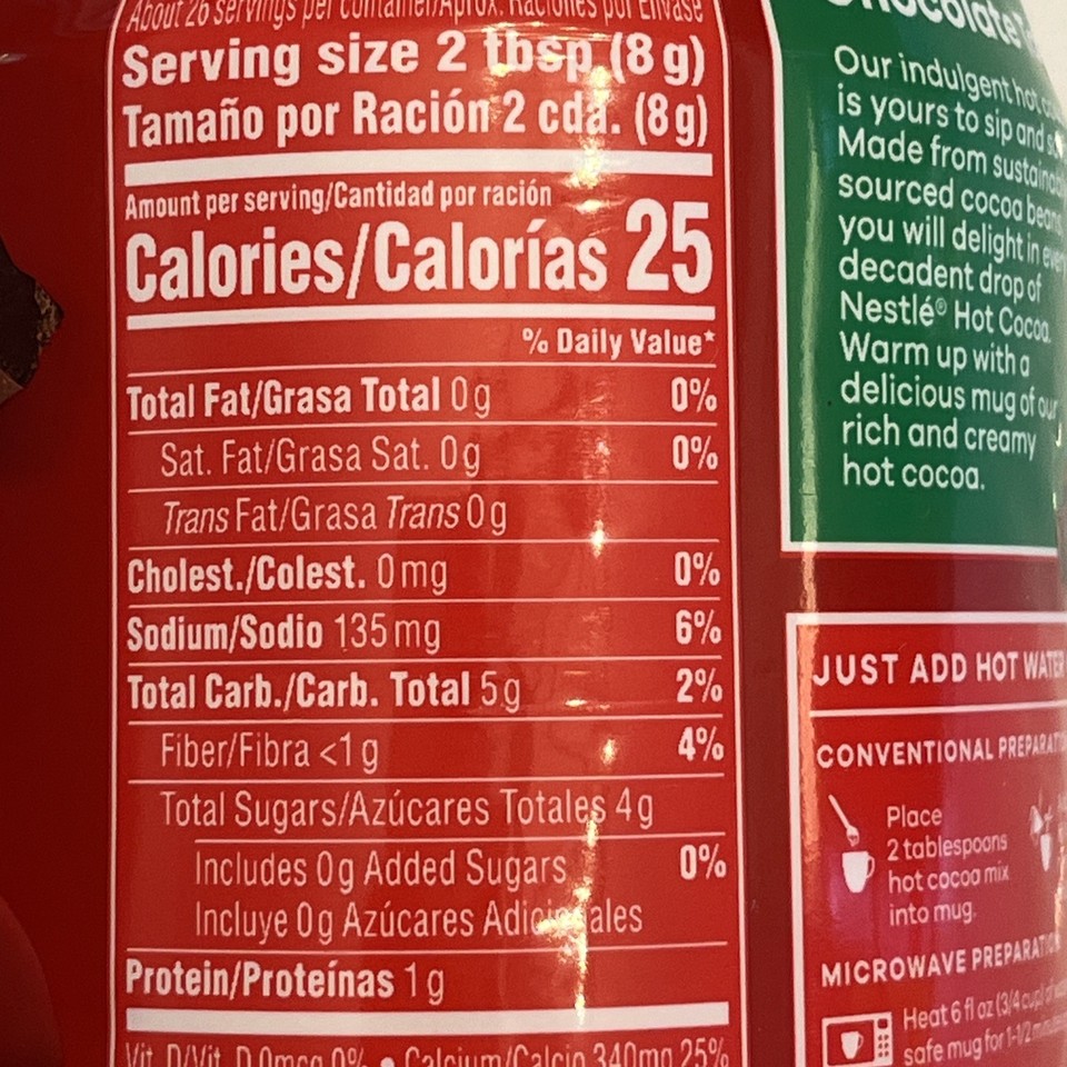 4pk NESTLE Fat Free Zero Sugar Rich Milk Choc Hot Cocoa Mix 7.33 oz ...