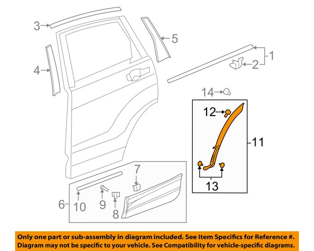 Genuine Honda Right Rear Door Wheel Arch Molding Garnish 75390TLAA01 ...