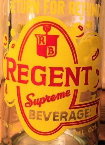 REGENT SUPREME BEVERAGES; ACL SODA POP BOTTLE; 7OZ; PITTSBURGH 18, PA ...