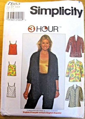 SIMPLICITY SEWING PATTERN NO.7883 SIZES 4,6,8 LADIES TOP & SHIRT UNCUT ...