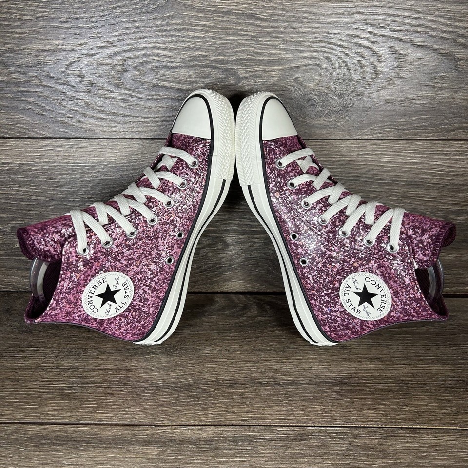 Converse Women's Chuck Taylor All Star Hi Purple Pink Glitter Sneakers ...