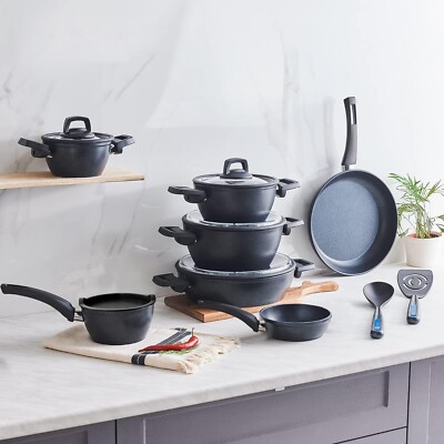 14-Piece Diamond Crystal Cookware Set - Non-Stick Pots and Pans ...