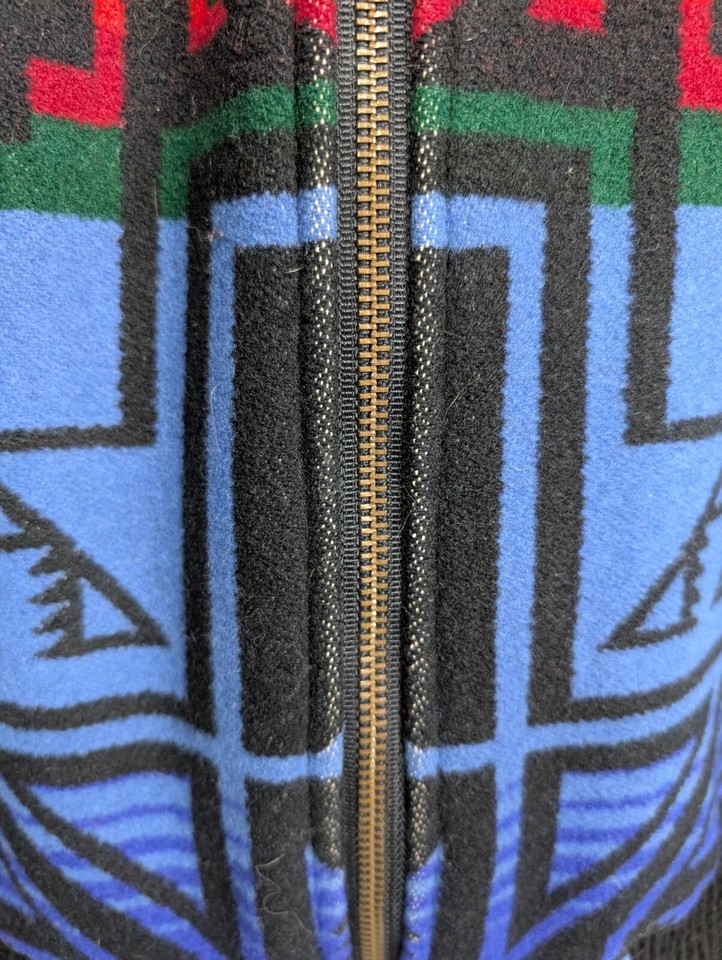 PENDLETON Western Southwest Aztec Leather Sleeves Bomber Jacket Sz XL ...