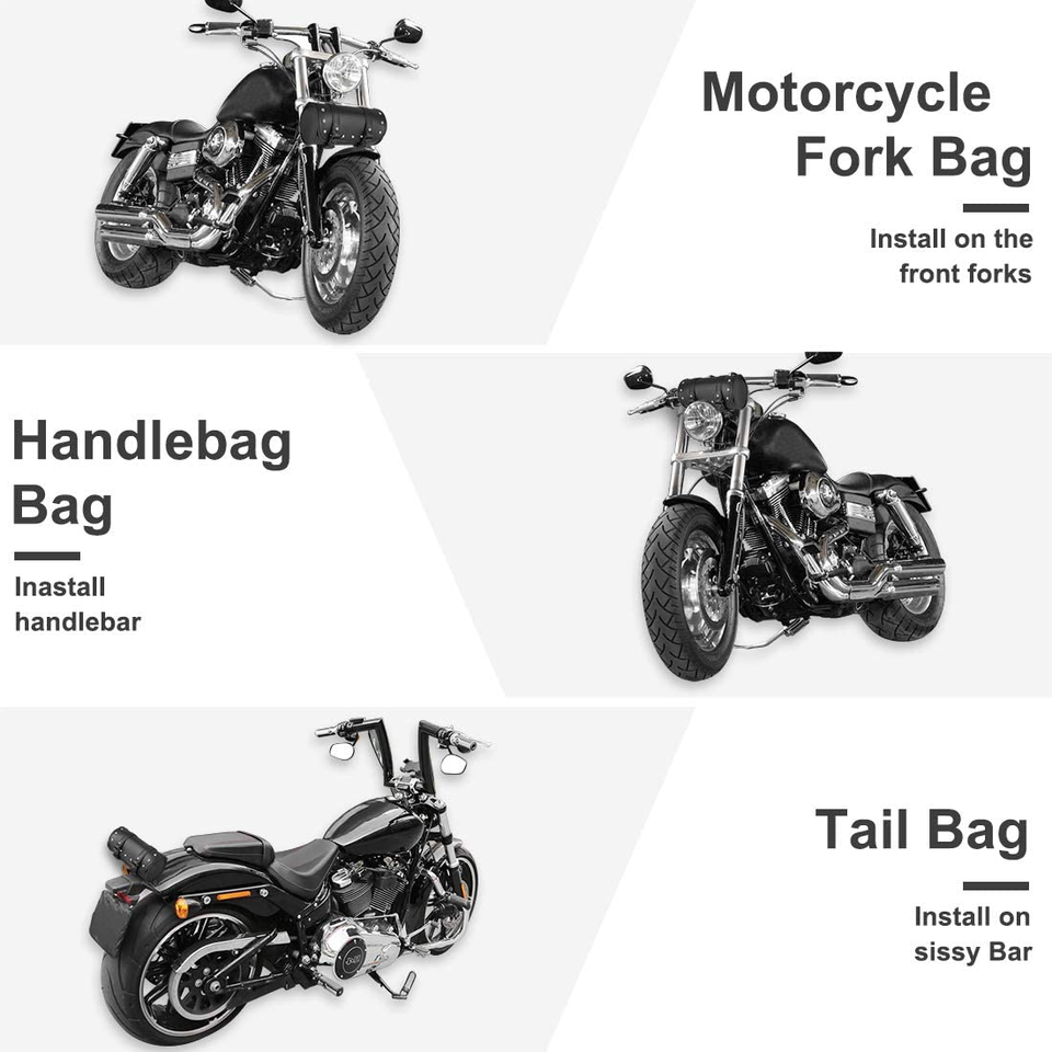 Motorcycle Front Fork Tool Bag Pouch Storage Luggage SaddleBag Leather ...