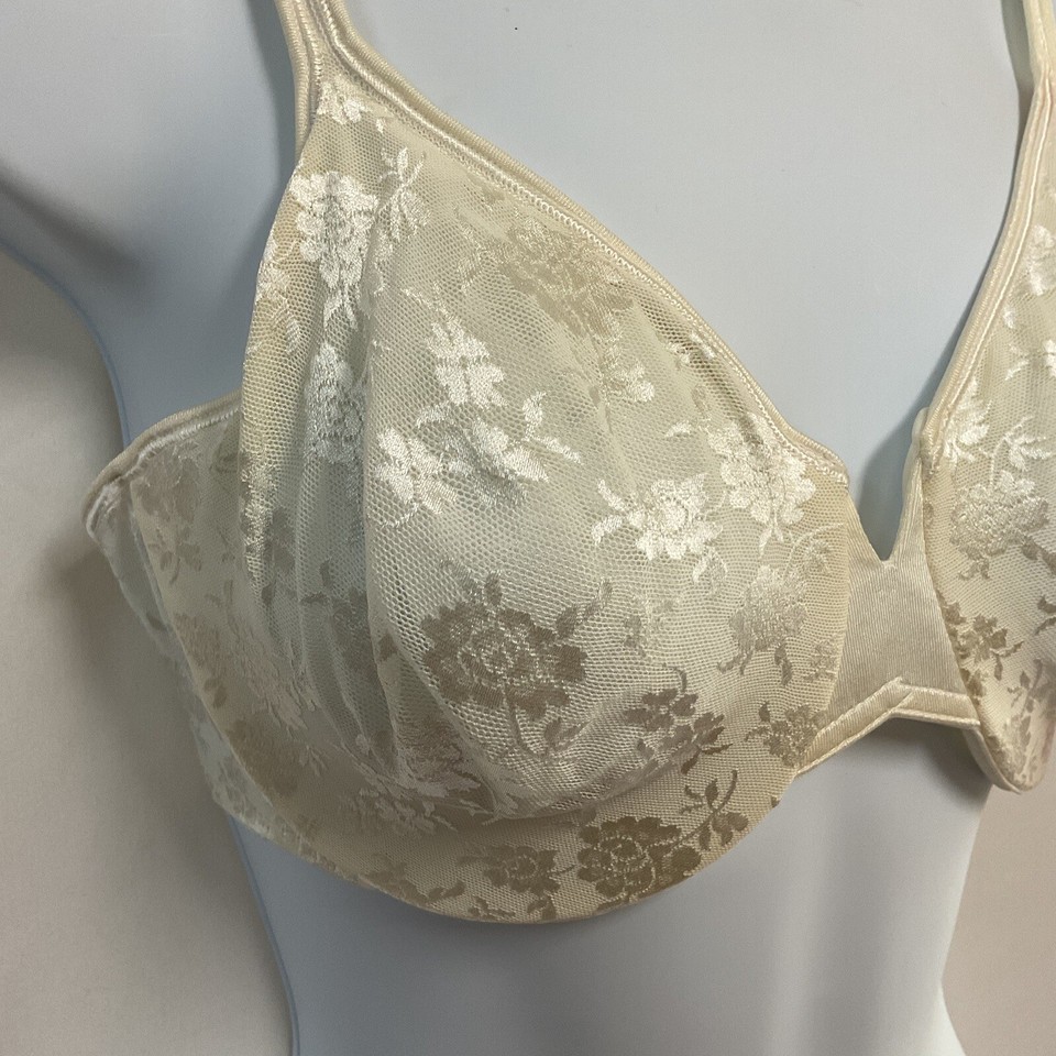 Vintage Warner's 36D Off White Ice Flowers Bra Unlined Seamless ...