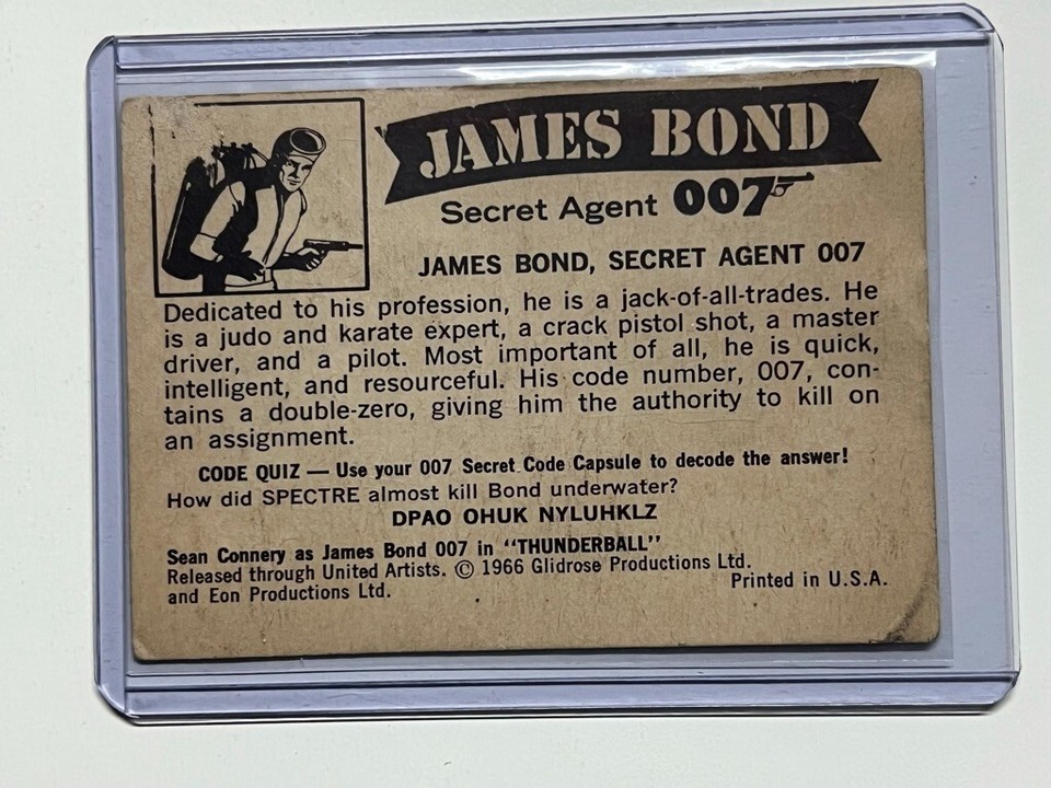 1966 James Bond #1 James Bond "Secret Agent 007 " Glidrose Collectors ...