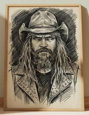 ROB ZOMBIE DRAWING PRINT PORTRAIT SKETCH 8" x 10" ROB ZOMBIE WALL ART ...