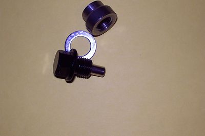 Transmission pan drain plug (weld in) M12 KIT blk/blu AL PLUG/MAGNET ...