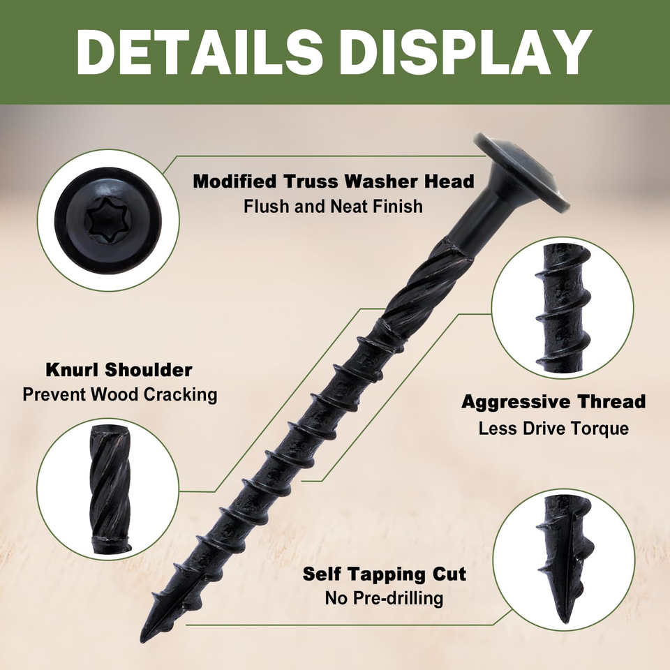 LIONMAX Lag Screws #14 x 3 Inch, 50 PCS Exterior Structural Lag Screw 3 ...