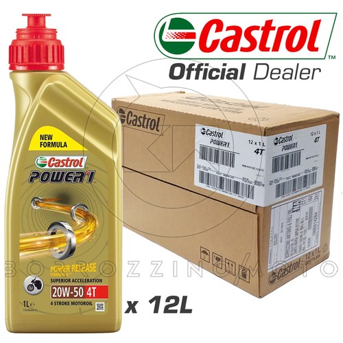 Carton 12L Huile Moteur Castrol Power 1 20W50 100% Minérale JASO MA2 ...