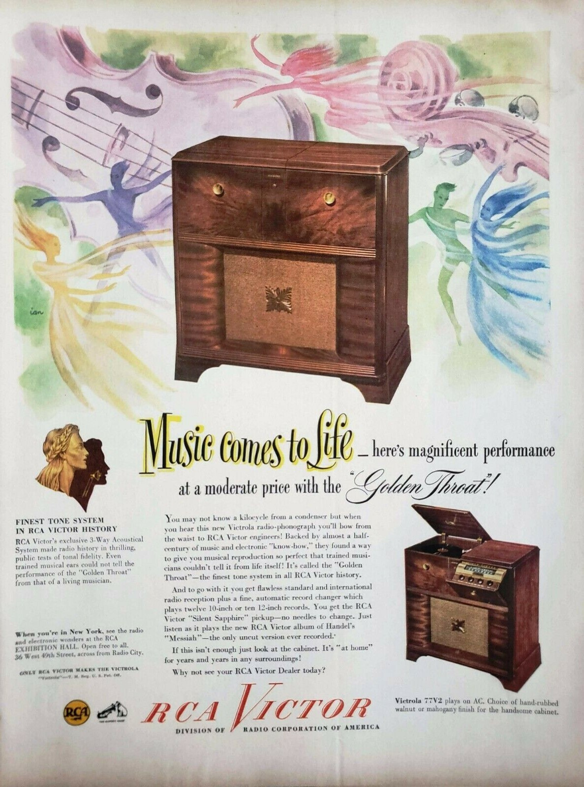 Vintage 1948 RCA Victrola 77V2 Print Ad Ephemera Wall Art Decor | eBay