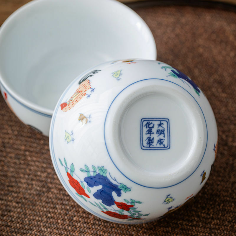 4 Pcs Chinese Ming Dynasty Chenghua Doucai Chicken Cups Antique ...