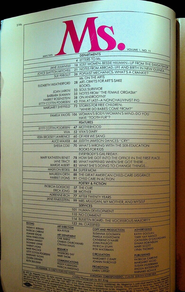 Ms Magazine May 1973 Erica Jong Bessie Hillman Judith Jamison Adrienne ...