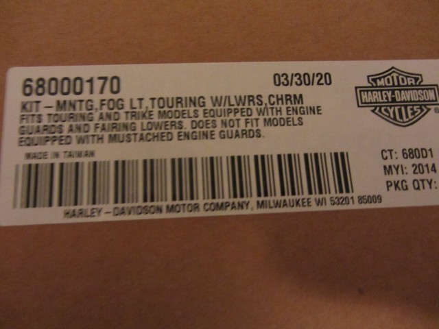 68000170 Harley-Davidson Touring Chrome Fog Lamp Engine Guard Clamp Kit ...