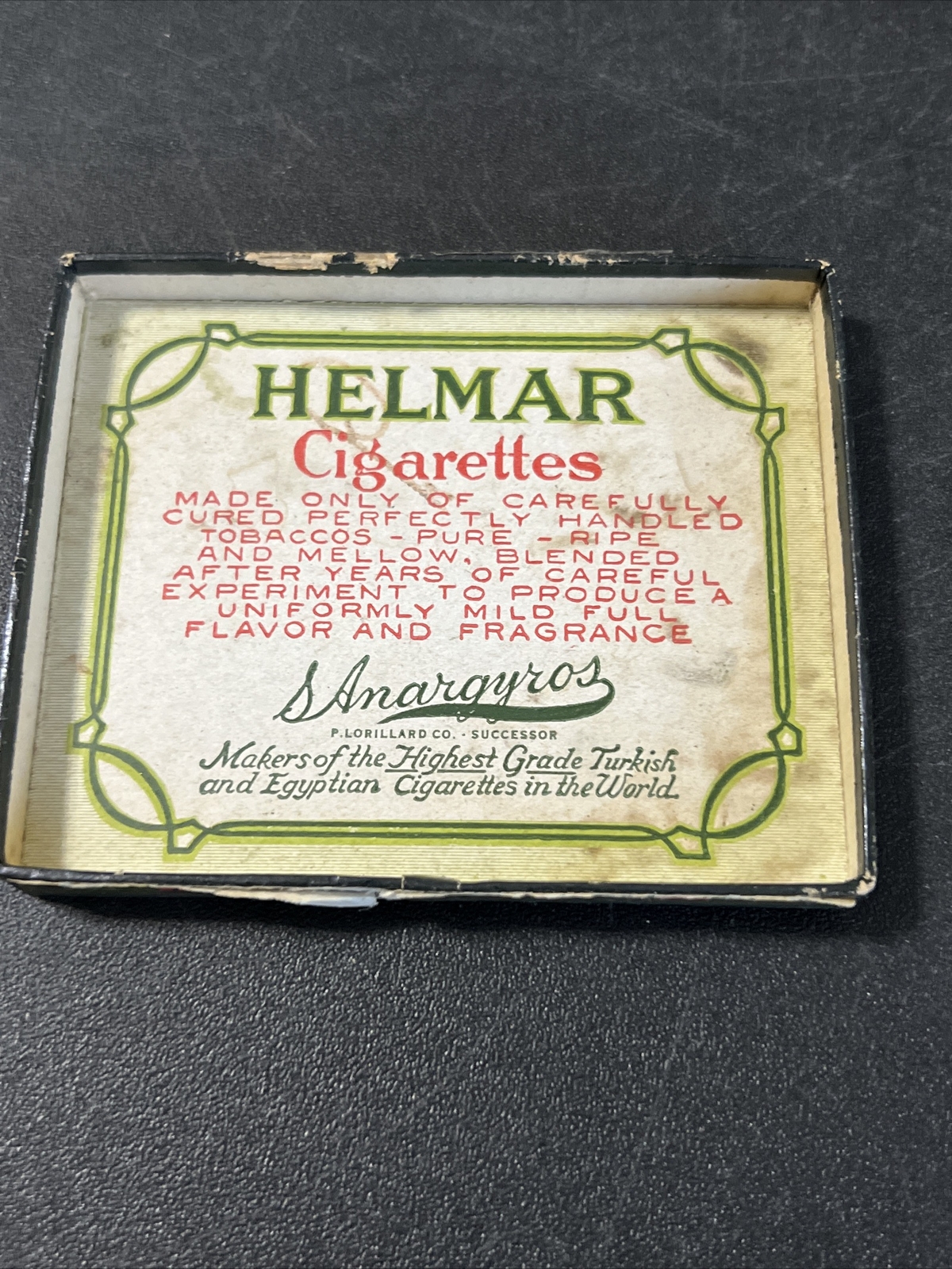 Vntg Early Tobacco Pc. Helmar Cigarettes Tobacco Box Top Egyptian ...