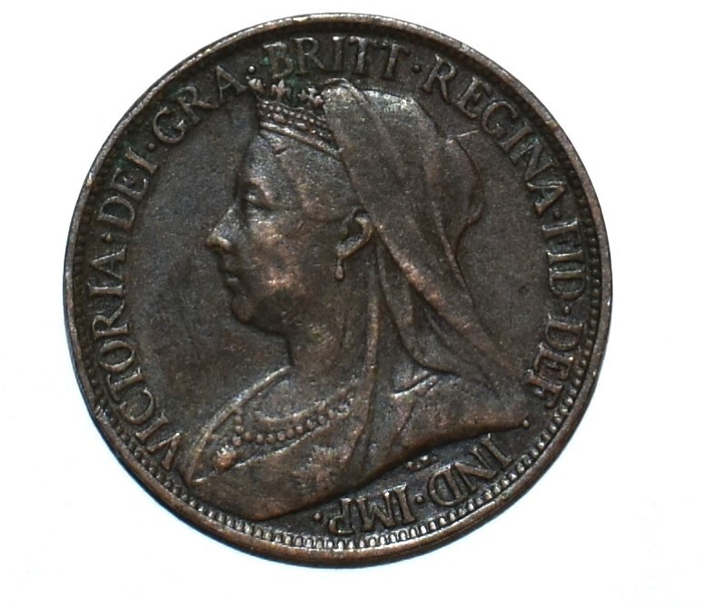 1898 Queen Victoria Brit Farthing Coin EF to AU Filled Intials, Date ...