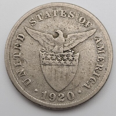 1920 (M) 5 Centavos Fine Philippines US Manila Mint Copper-Nickel Coin ...