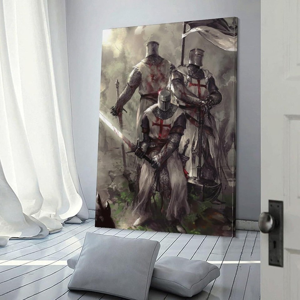 Knights Templar Crusader Poster Canvas Wall Art European Medieval ...