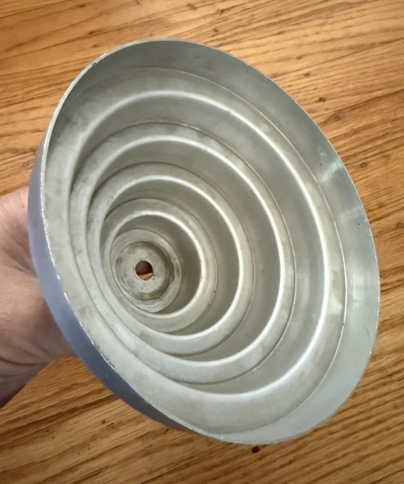 Antique vtg Art Deco round ziggurat canopy light fixture body part | eBay