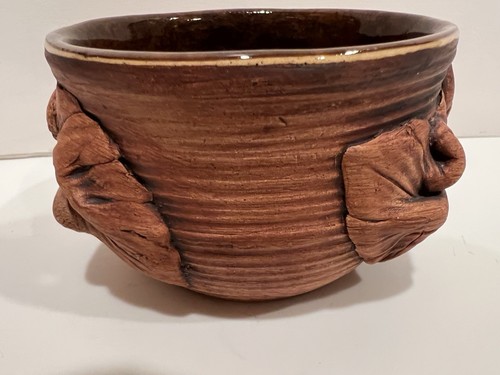 2005 Ellen Evans USA Ceramic Pottery Raised Leaf & Twisted Harvest Bowl ...