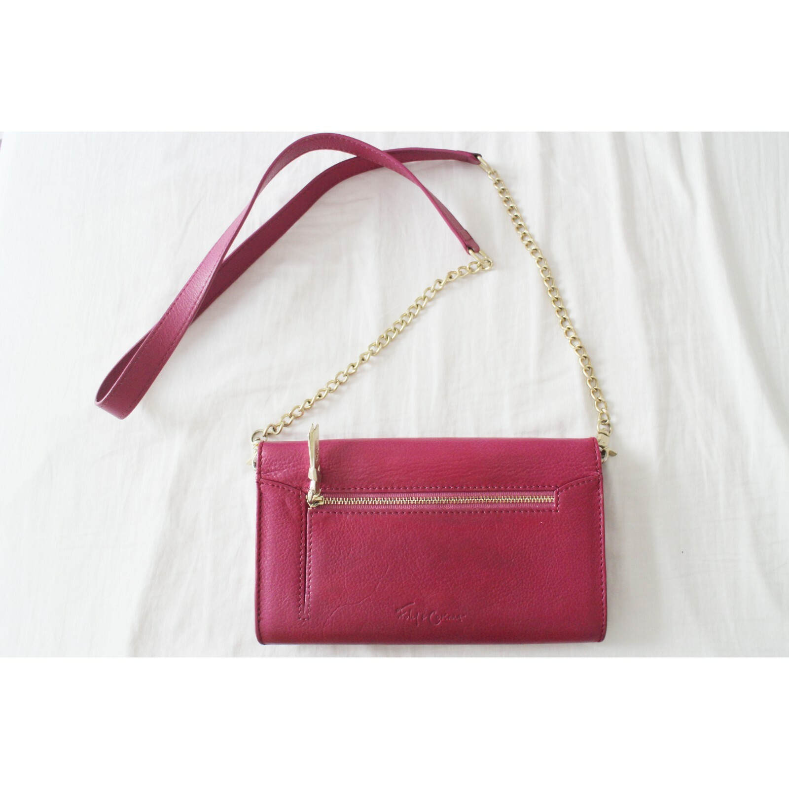 Foley + Corinna Pebble Leather Magenta Pink Wallet on a Chain | eBay