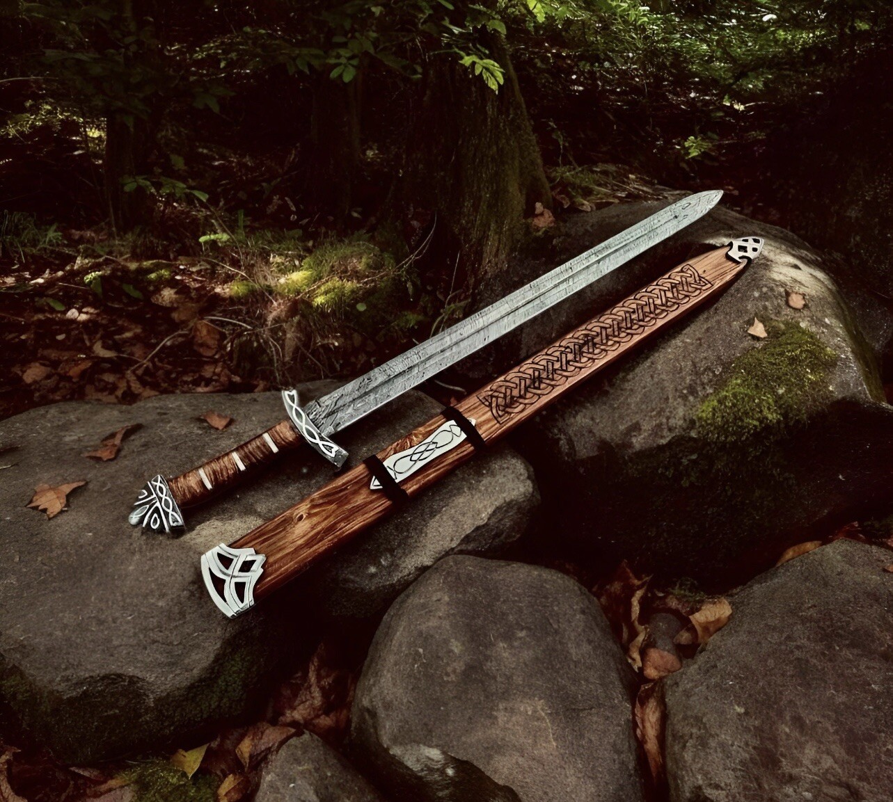 Handmade Damascus Steel Northman Sword Viking Sword With Handmade ...