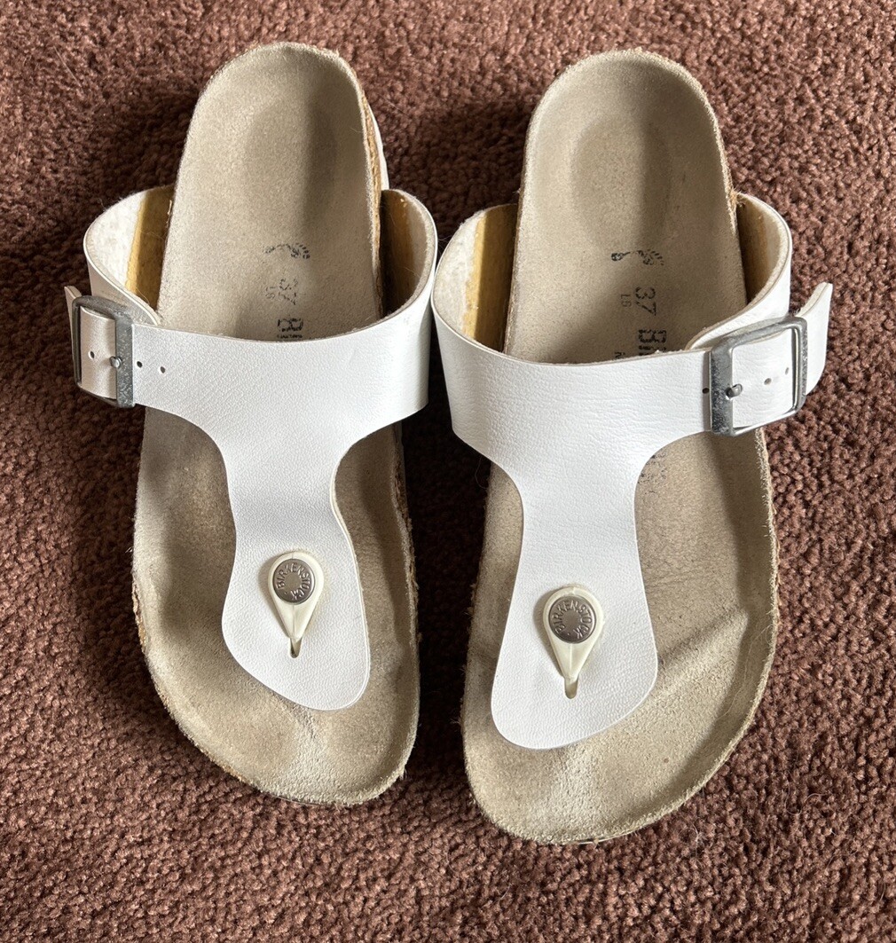 BIRKENSTOCK Gizeh White Birki Buc Thong Sandals Cork … - Gem