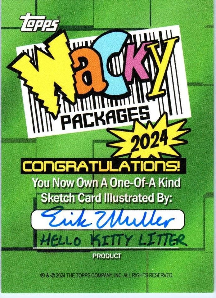 2024 WACKY PACKAGES ANS ARTIST SKETCH CARD HELLO KITTY LITTER - Erik ...